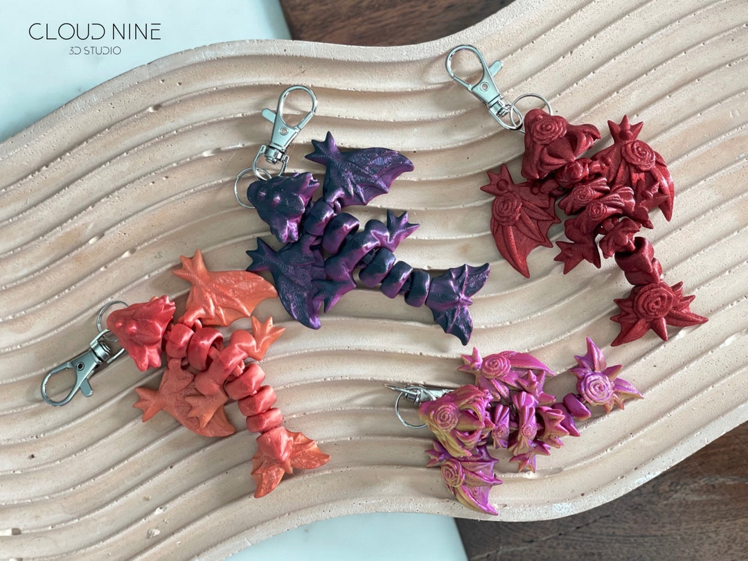 Tiny Crystal Dragon Keychain, Articulated Dragon, Baby Dragon Keychain ...