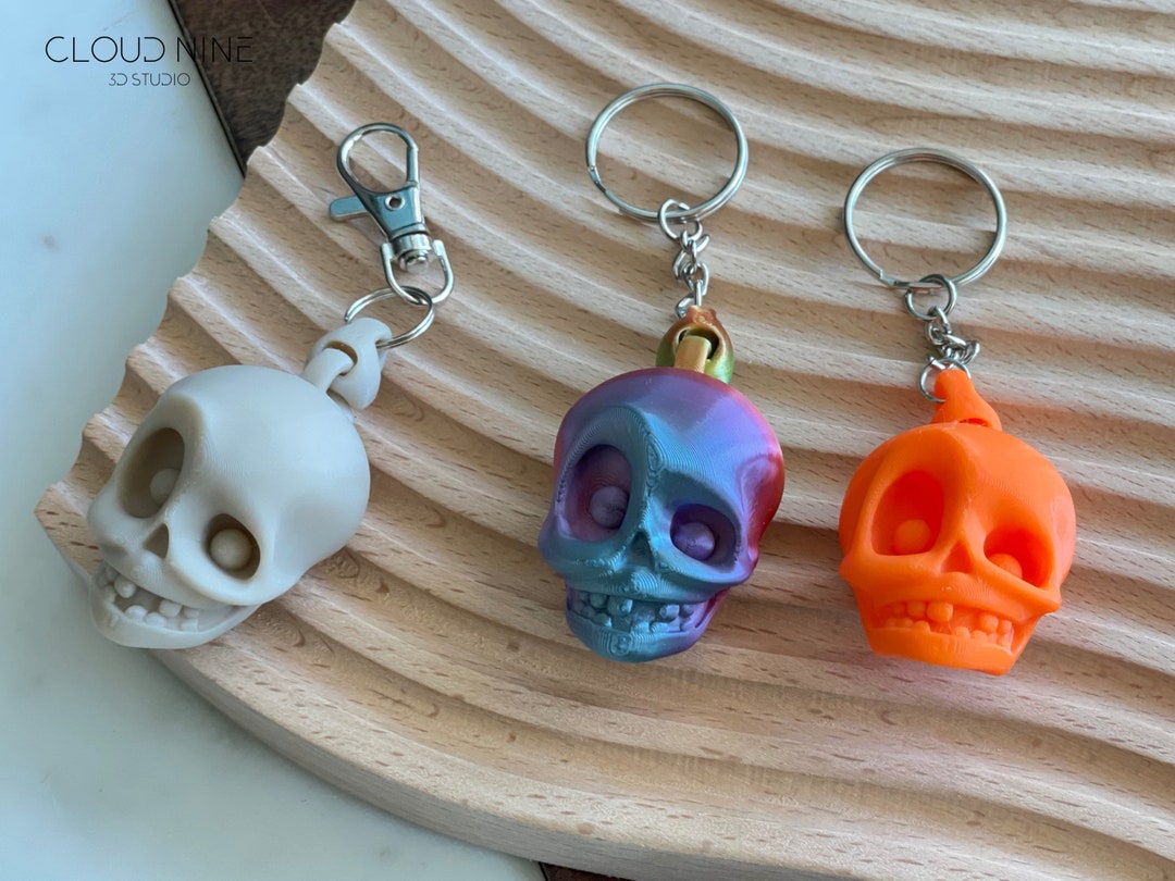 Skull Keychain, Skeleton Keychain, Halloween Gifts Keychain, Fun Fidget ...