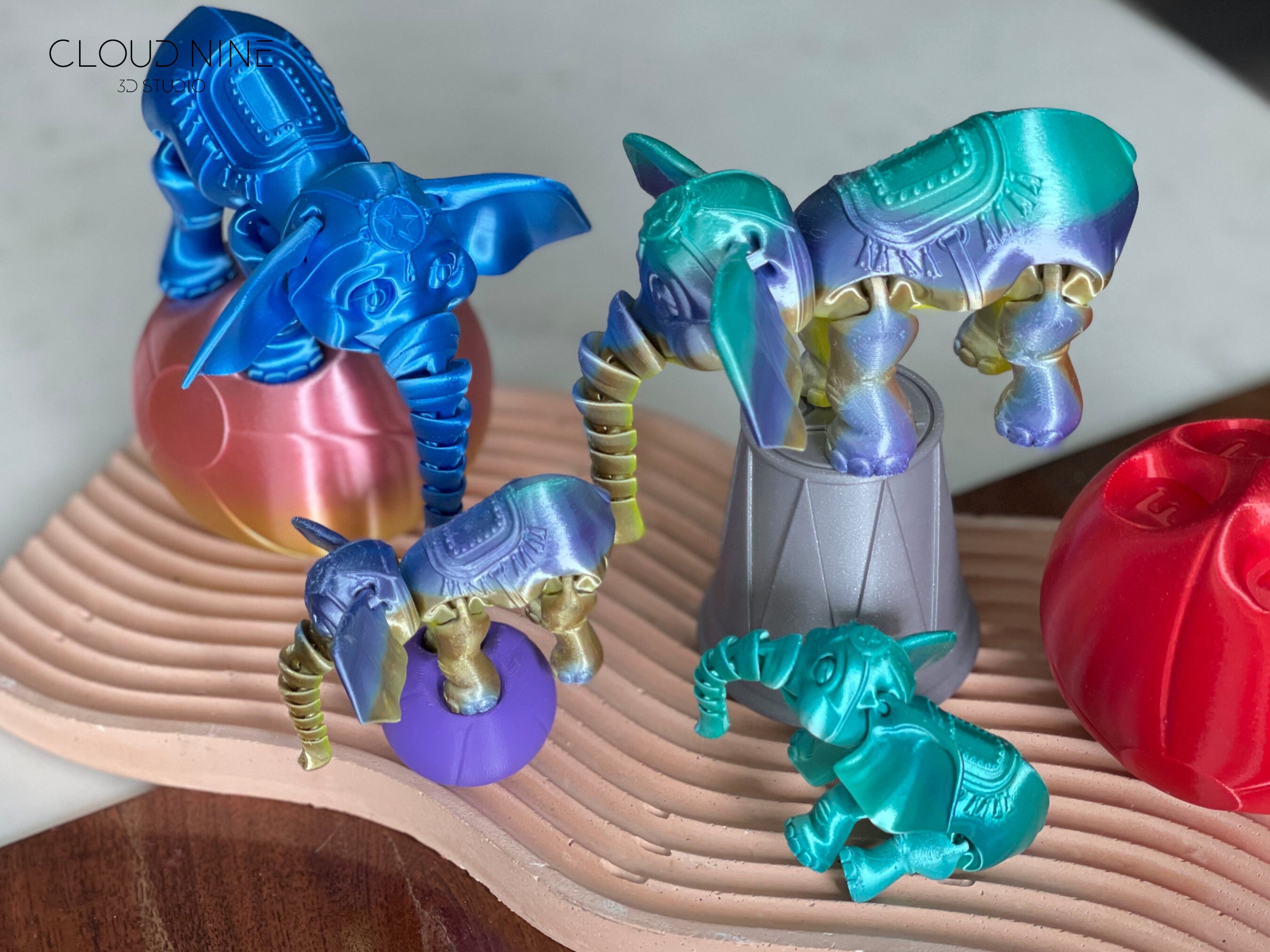 Circus Elephant Desk Toy, Articulated Flexi Elephant, Elephant Desk ...
