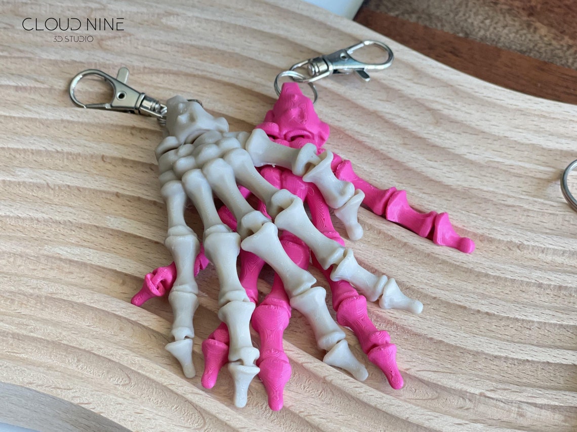 Flexi Skeleton Hand Keychain Skeleton Keychain Halloween - Etsy
