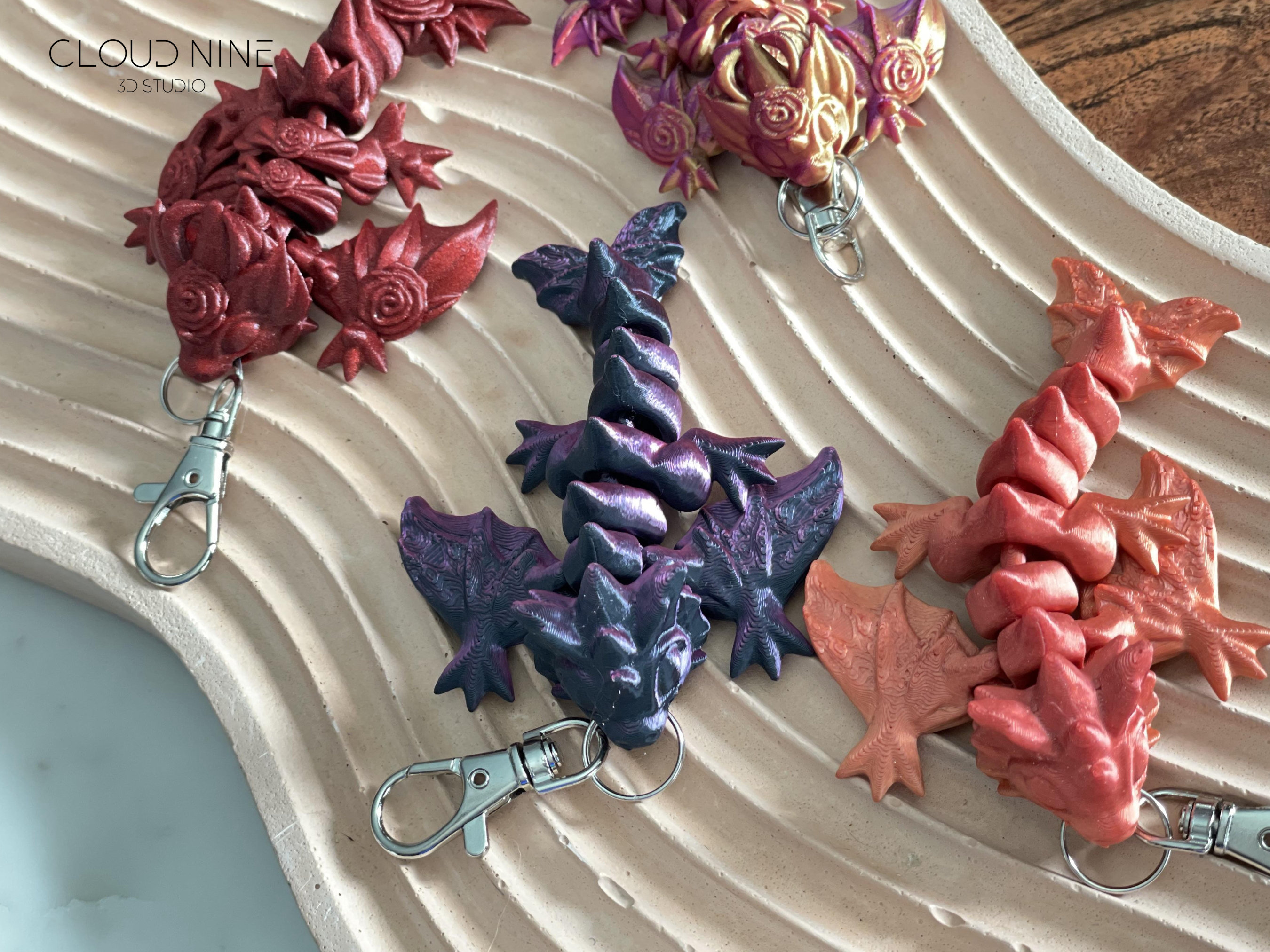 Tiny Crystal Dragon Keychain, Articulated Dragon, Baby Dragon Keychain ...