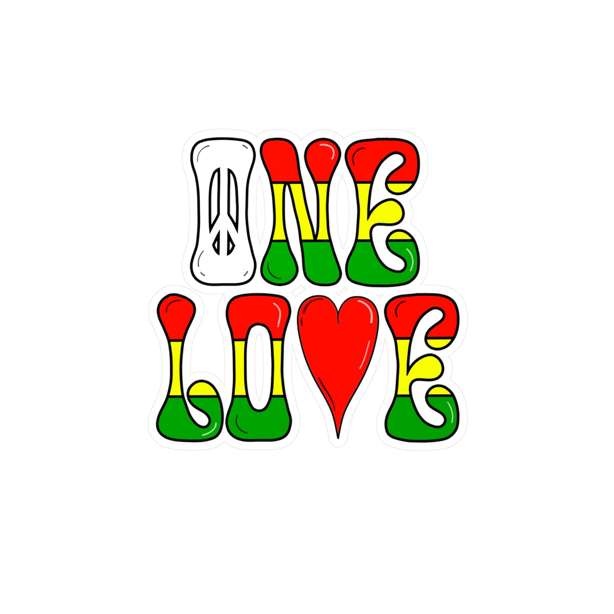 One Love Peace Heart Rasta Kiss-cut Vinyl Decal - Etsy