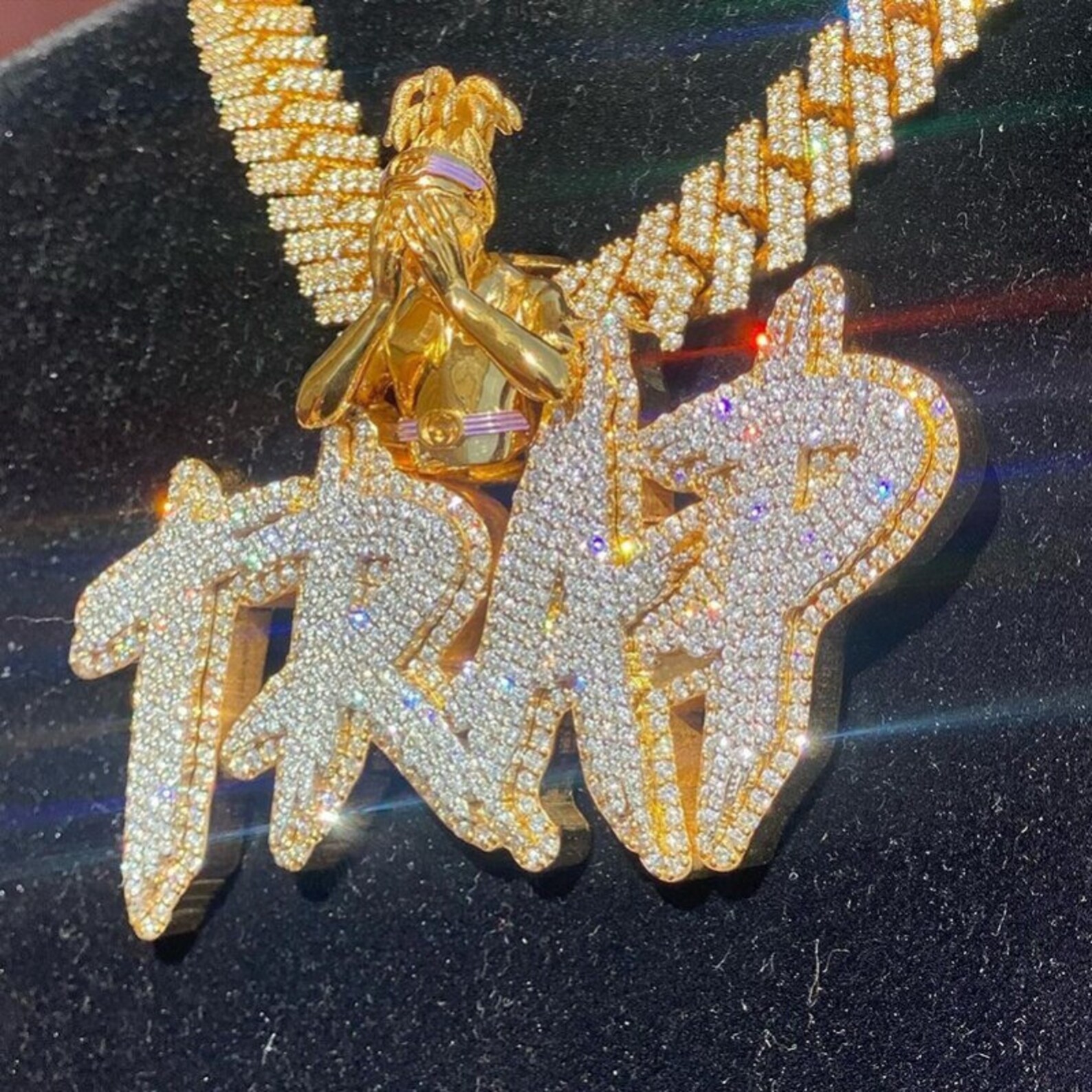 Custom Name Pendant Necklace, Bling Name Letter Pendant With Cuban ...