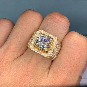 Premium Fully Iced Out Engagement Rings for Men Jewelry, 3.00 Ct VVS ...