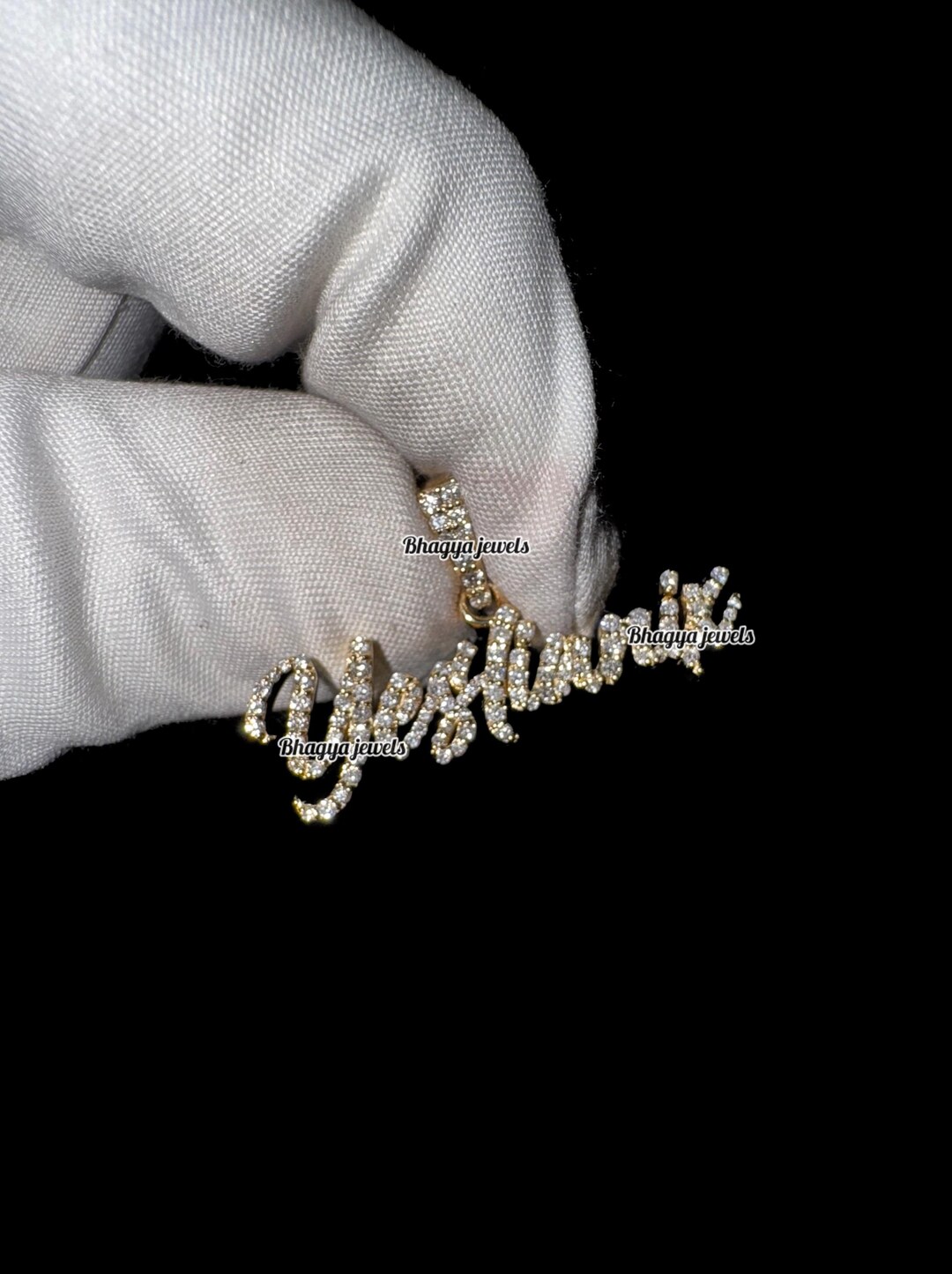 Custom Real Natural Diamond Pendant 14K Yellow Gold , Natural Diamond ...