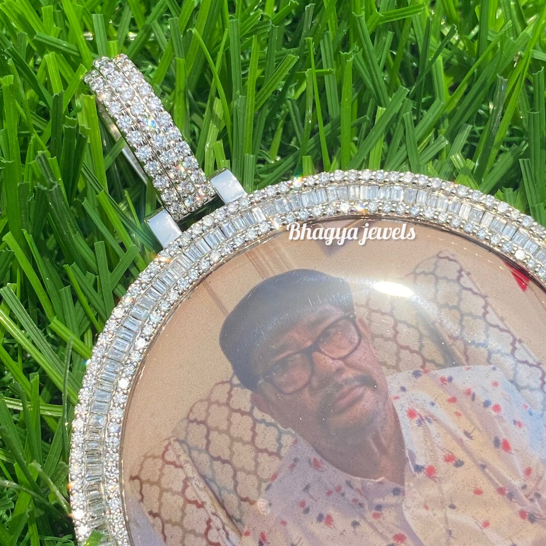 Custom Photo Pendant, Iced Out Moissanite, Sterling Silver Hip Hop ...