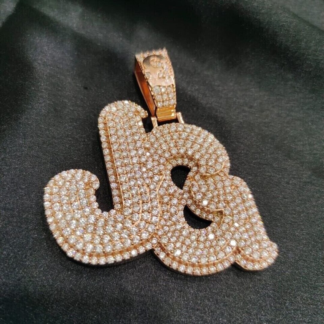 925 Silver Customized Logo Pendant | VVS Diamond Letter Pendant | Men ...