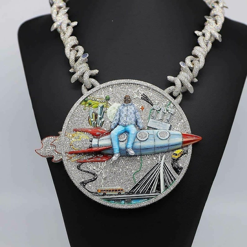 Men's Iced Out Pendant, VVS Moissanite Pendant, Custom Hip Hop Charm ...