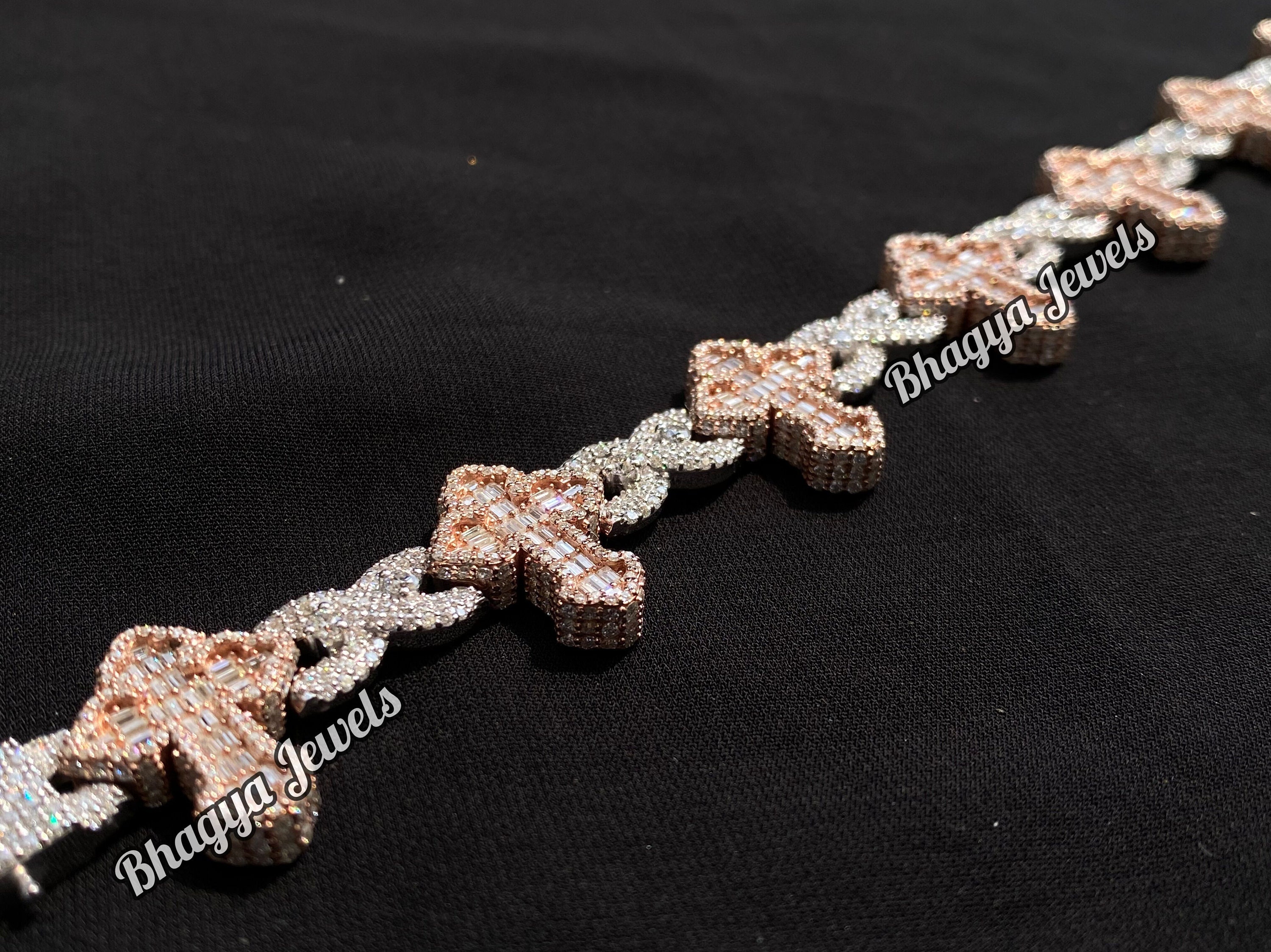 Fully Iced Out CROSS Bracelet, VVS Moissanite Diamond Bracelet, 925 ...