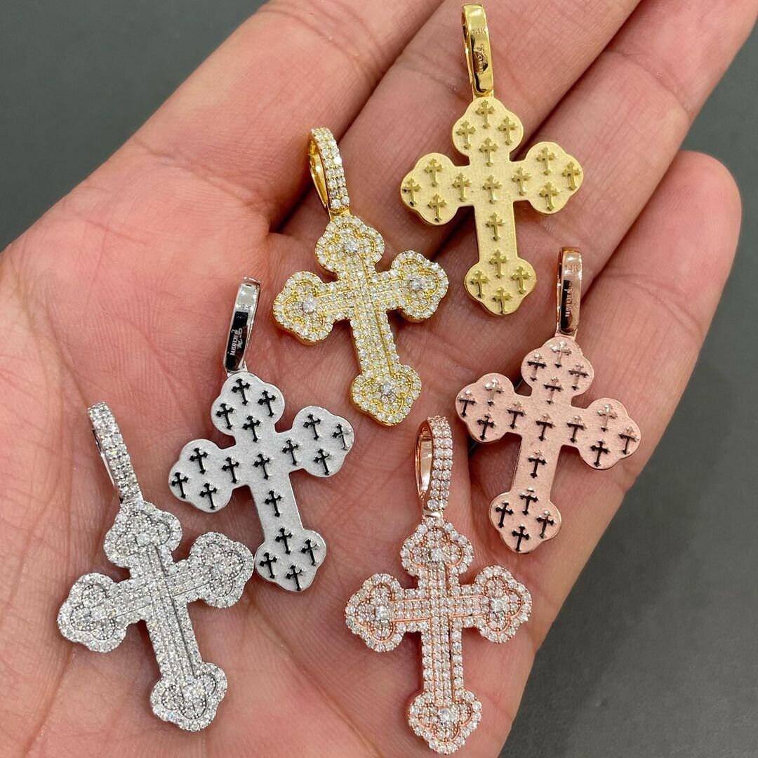 Men's Iced Out Cross Pendant, Moissanite VVS Pendant, 925 Silver ...
