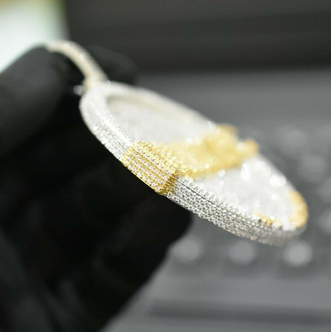 Icy Moissanite Round Circle Hip Hop Rapper Medallion Pendant Necklace ...