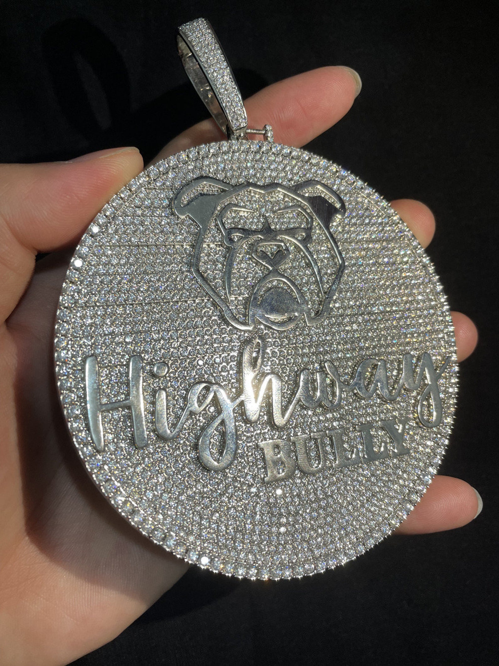 Men's Large VVS Moissanite Iced Out Round Diamond Circle Hip Hop Rapper ...