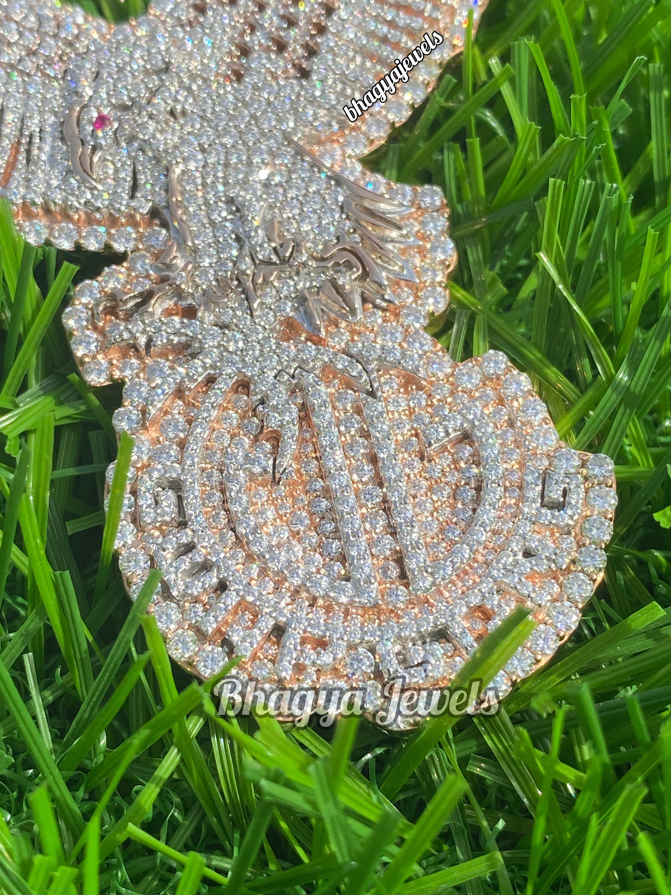 VVS Custom Moissanite Eagle Pendant, Fully Ice Out Charm Logo Diamond ...