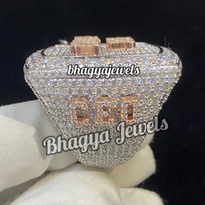 Custom VVS Diamond Champion Ring, Men's Iced Out Initial Letter Hip Hop ...