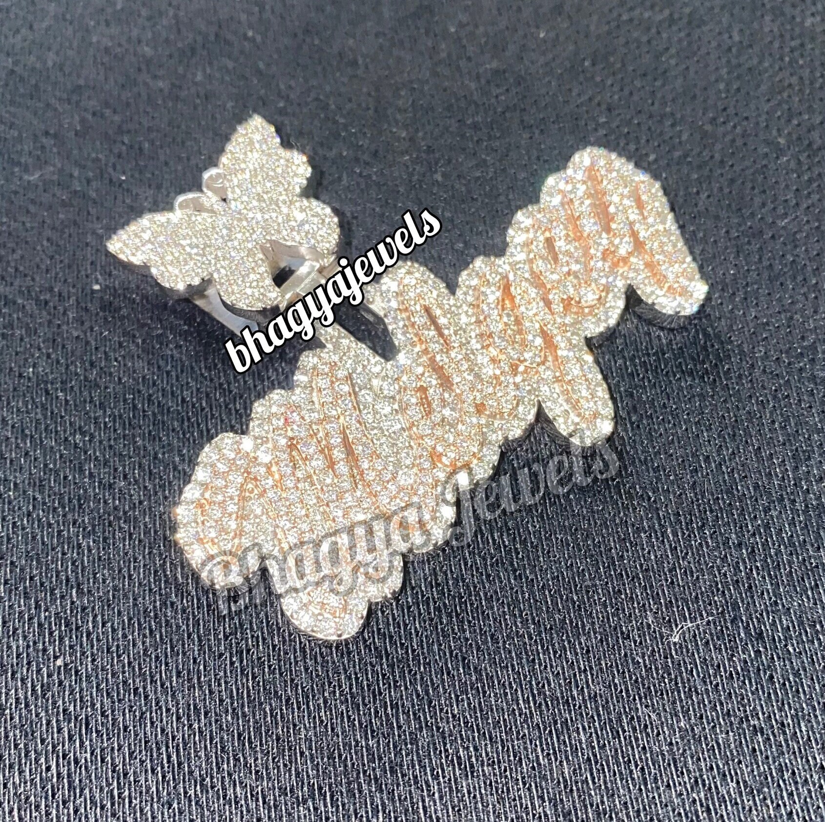 Fully Iced Out Moissanite Dripping Letter Hip Hop Custom 3d Look Dual ...