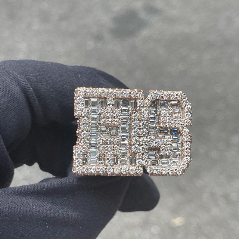 Men's Custom Hip Hop Letter Ring, Iced Out Moissanite VVS Champion Ring ...