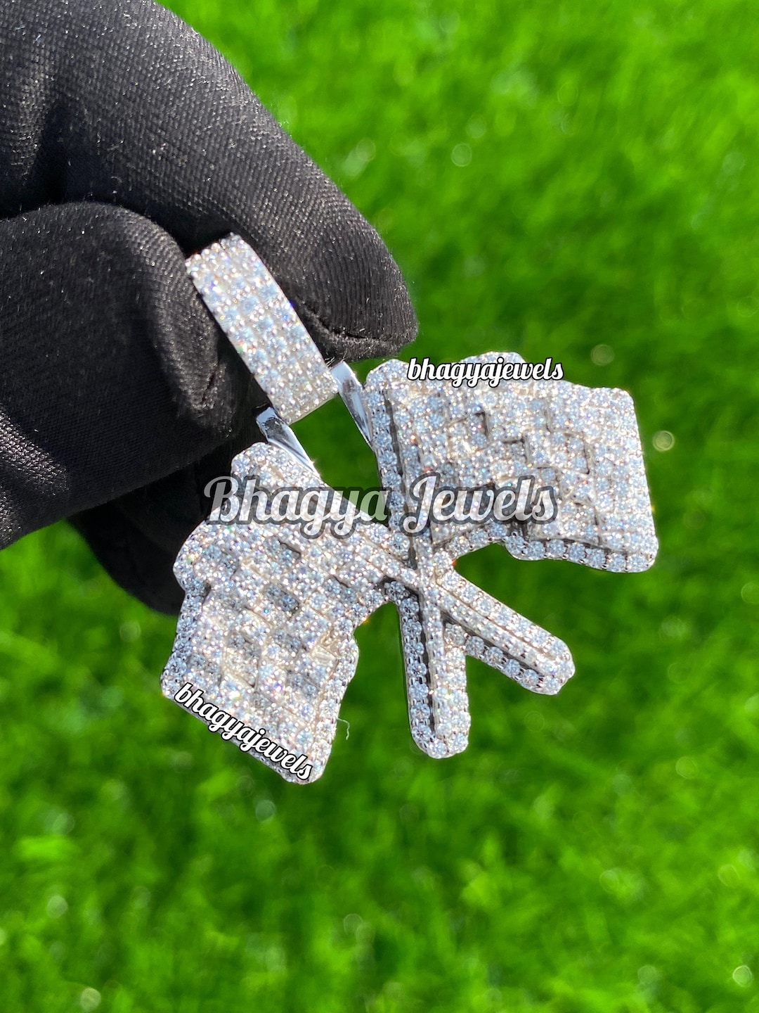 Fully Iced Out Charm Flag Pendant VVS1 Moissanite Diamond Hip Hop ...