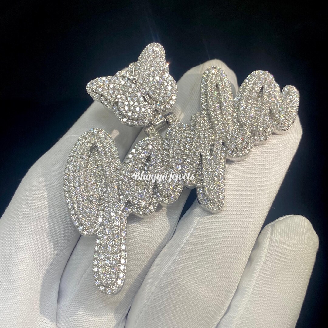 Custom Letter Name VVS Moissanite Pendant, VVS Moissanite Pendant With ...