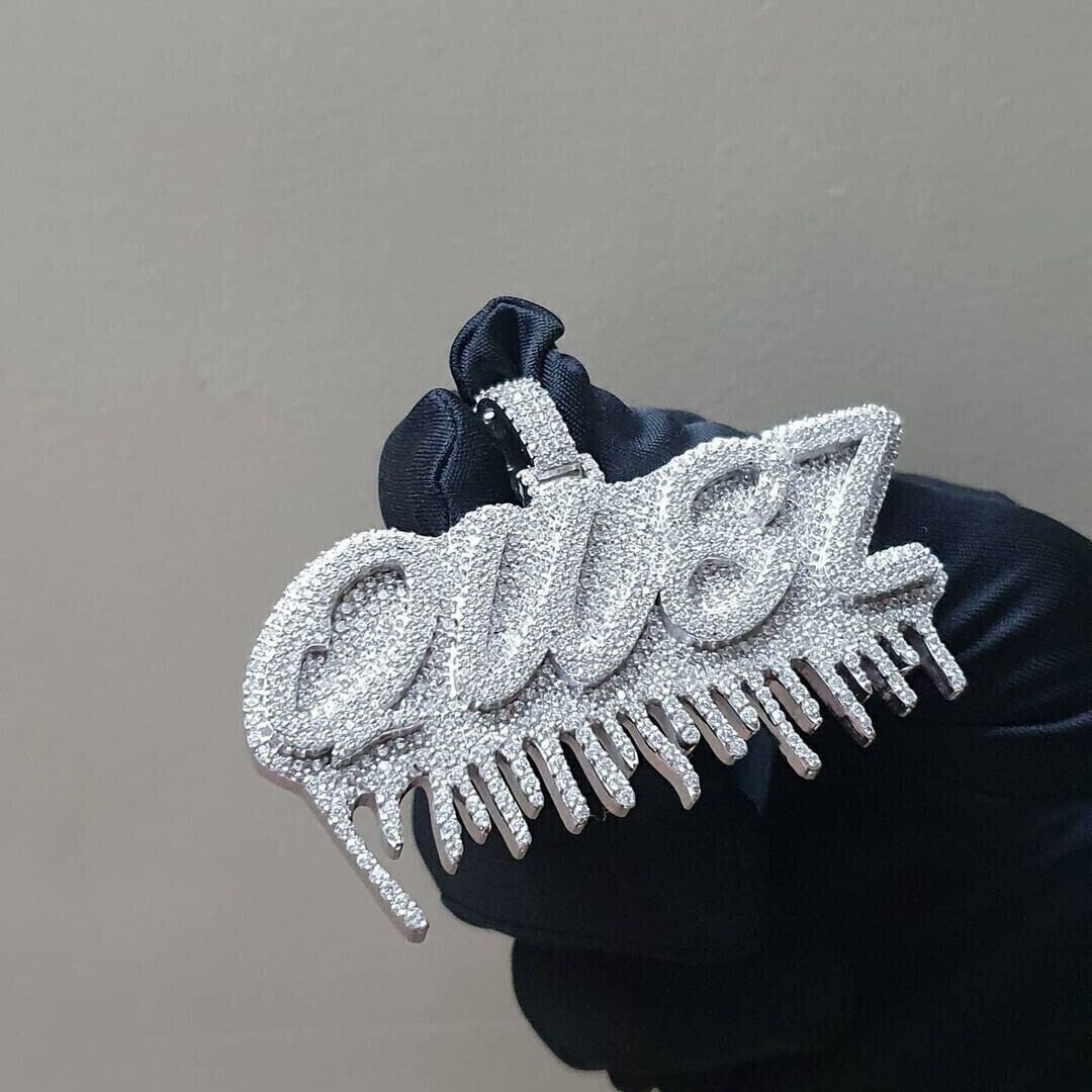 Fully Iced Out Dripping Letter Hip Hop Custom 925 Sterling Silver ...