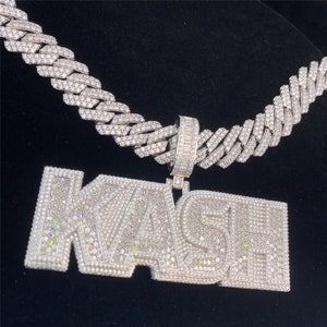 VVS Moissanite Custom Logo Pendant Iced Out Custom Name 925 Sterling ...