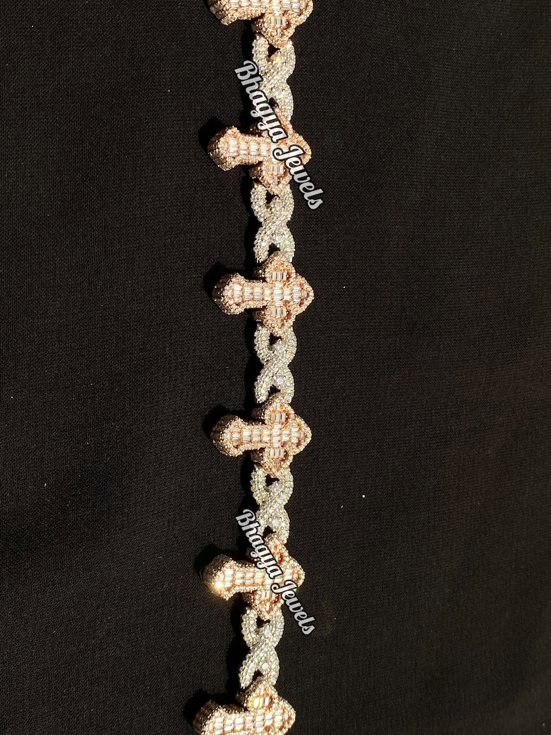 Fully Iced Out CROSS Bracelet, VVS Moissanite Diamond Bracelet, 925 ...