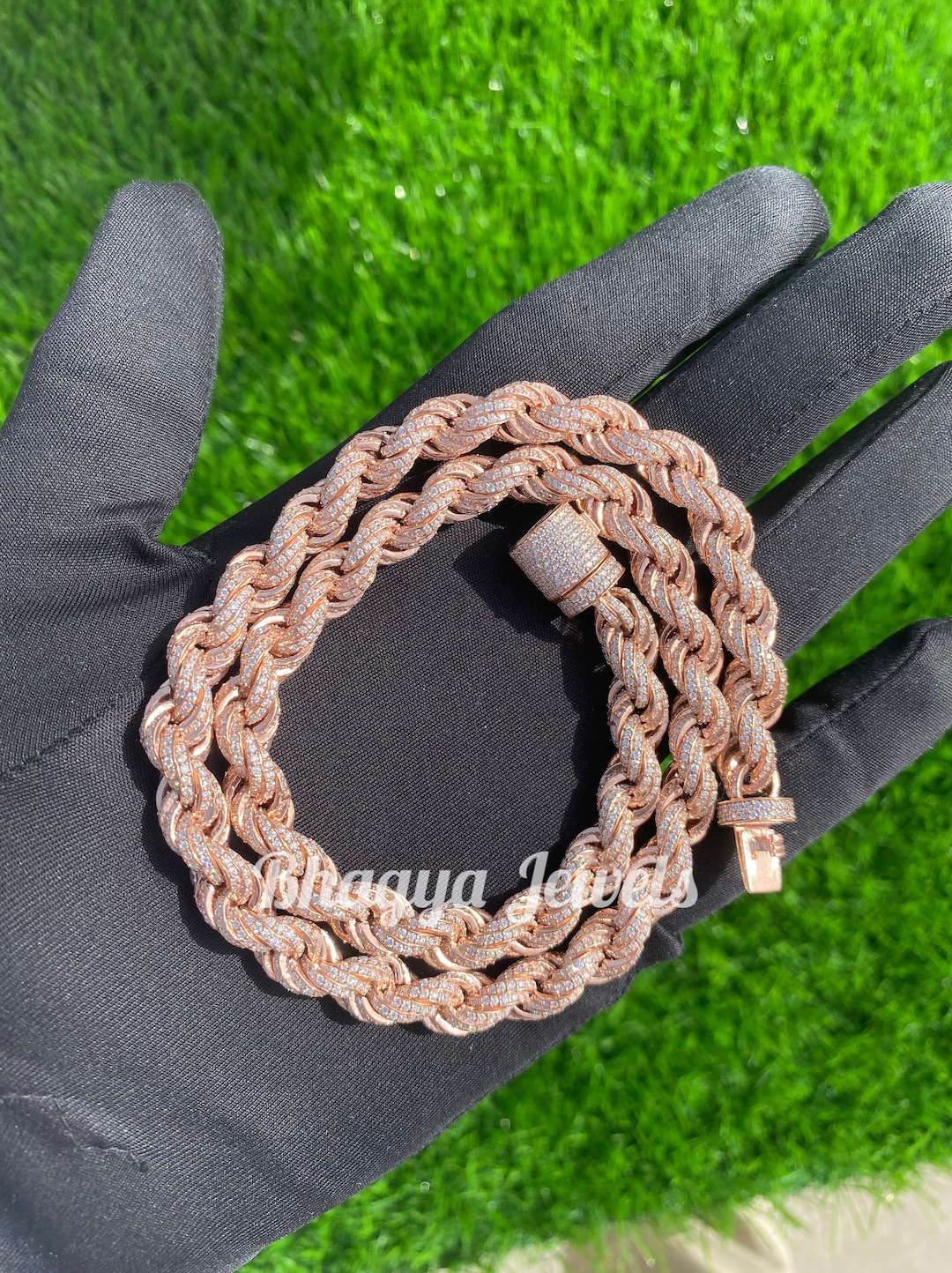 Thick Iced Out VVS 8MM Rope Chain, Moissanite Diamond Rope Chain for ...