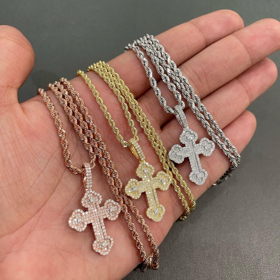 Men's Iced Out Cross Pendant, Moissanite VVS Pendant, 925 Silver ...