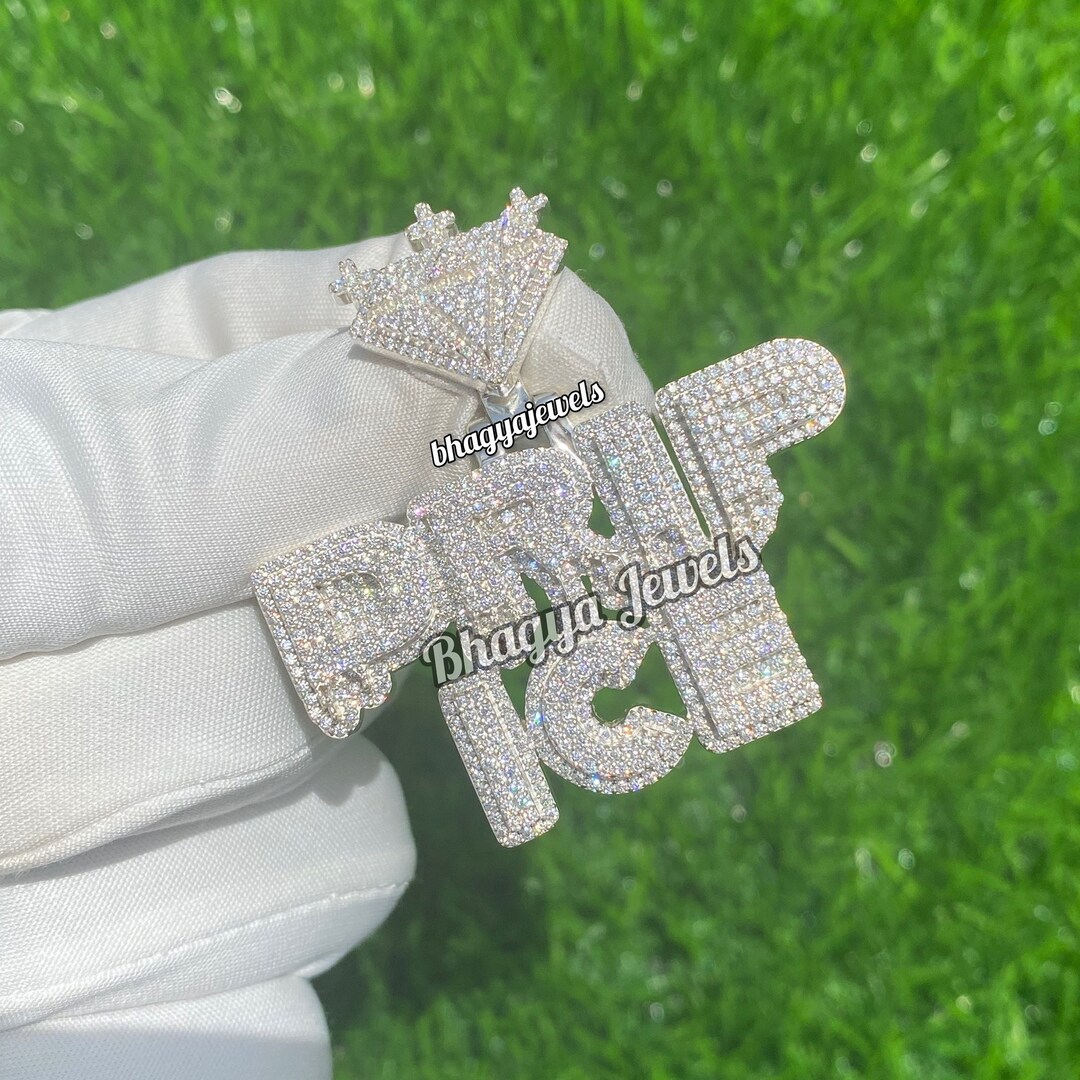 Iced Out Customized Letter Pendant /men's Diamond Drip Pendant / 925 ...
