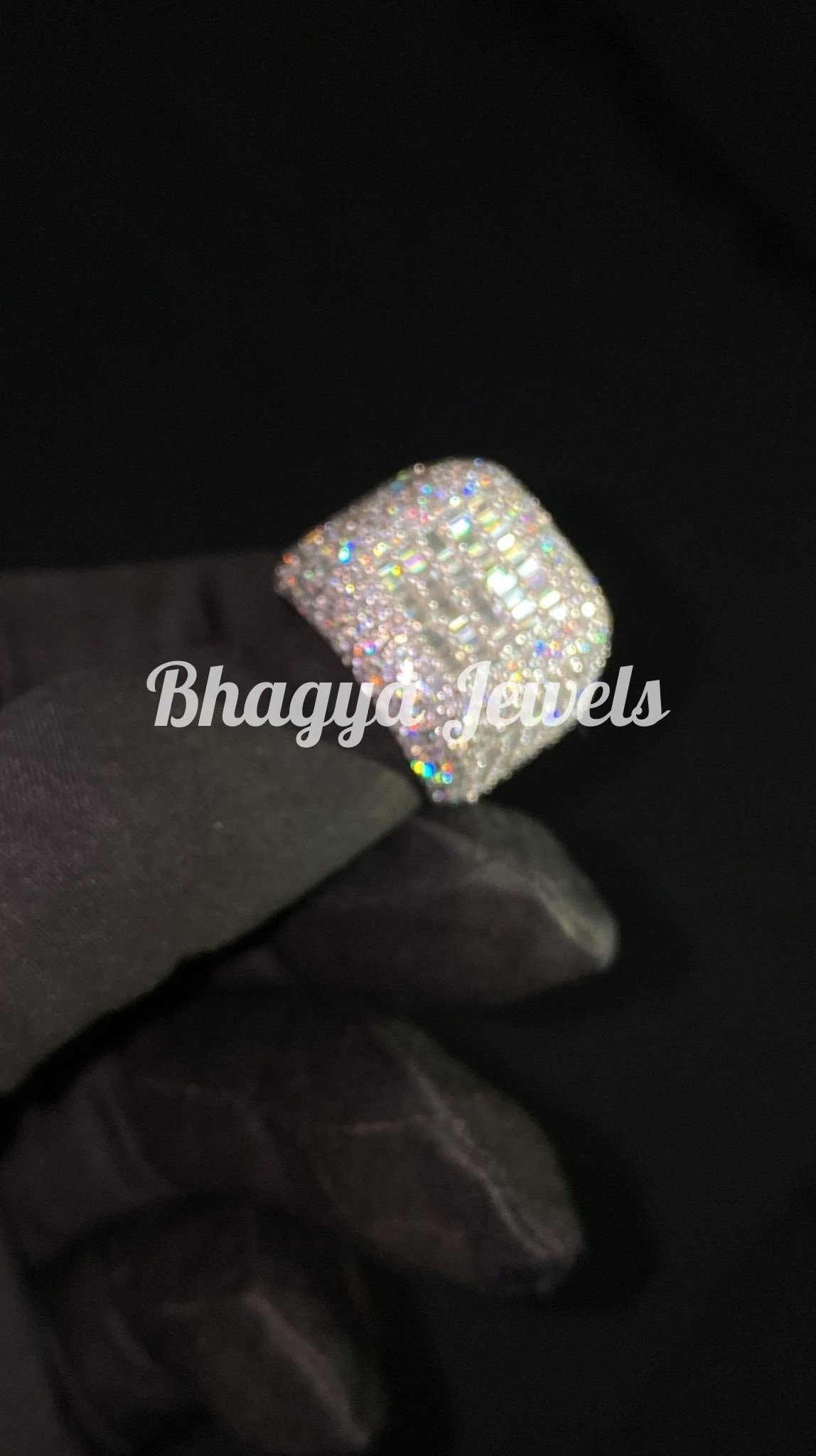 Men's Iced Out VVS Champions Ring, Baguette Moissanite VVS Ring, 925 ...