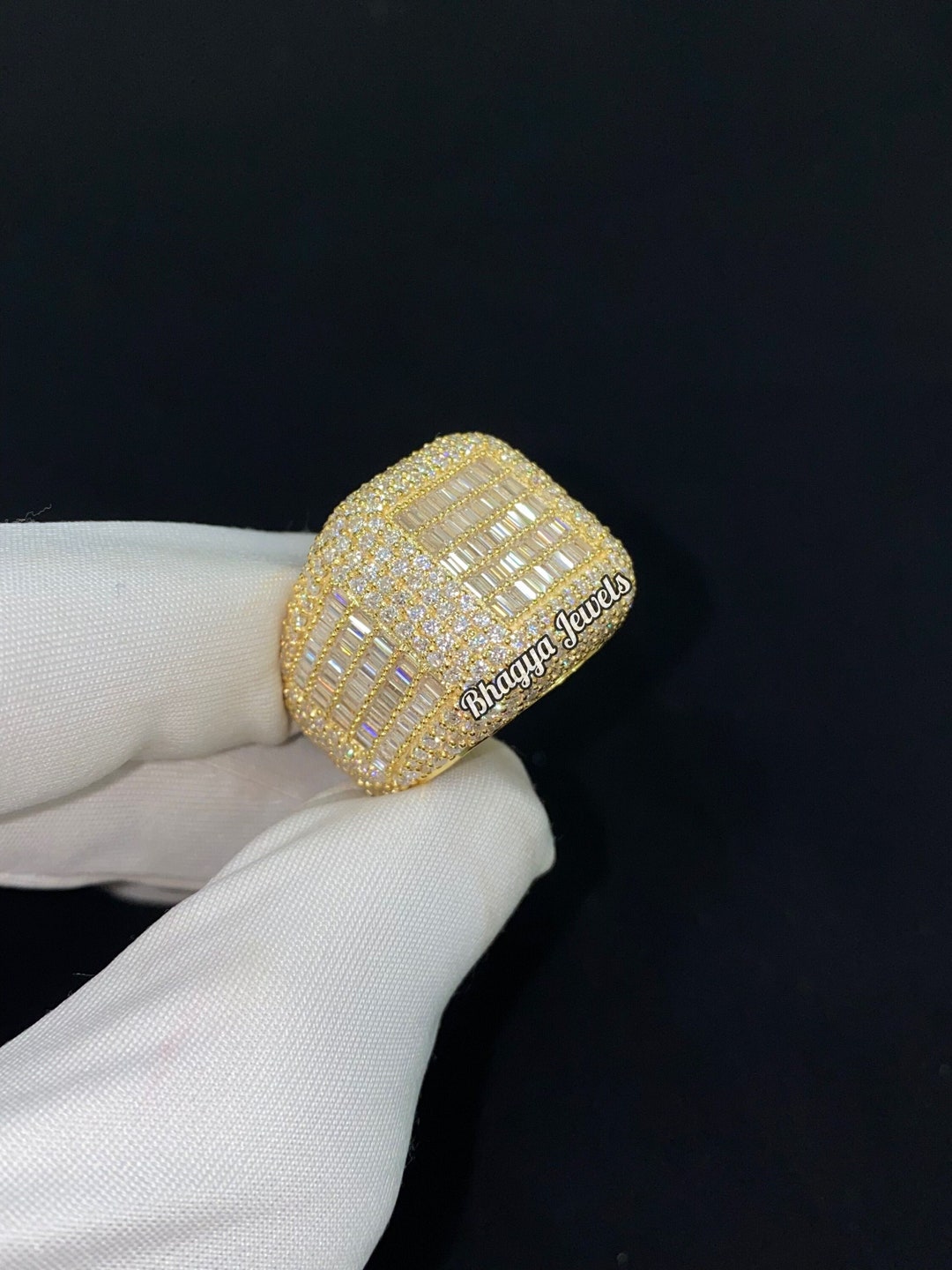 Premium 14kyellow Gold Custom Champion Ring for Men, Customized Iced ...