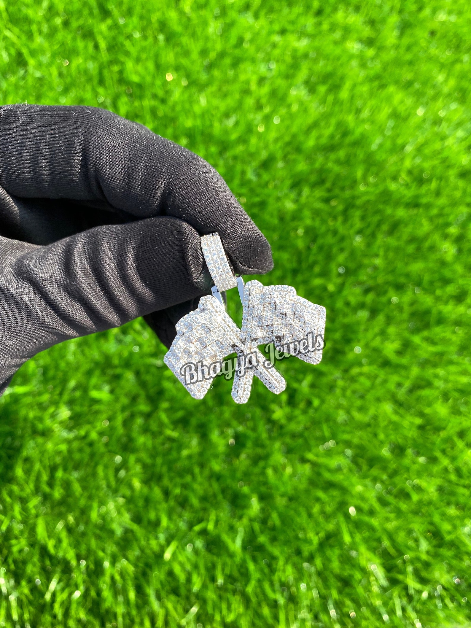 Fully Iced Out Charm Flag Pendant VVS1 Moissanite Diamond Hip Hop ...