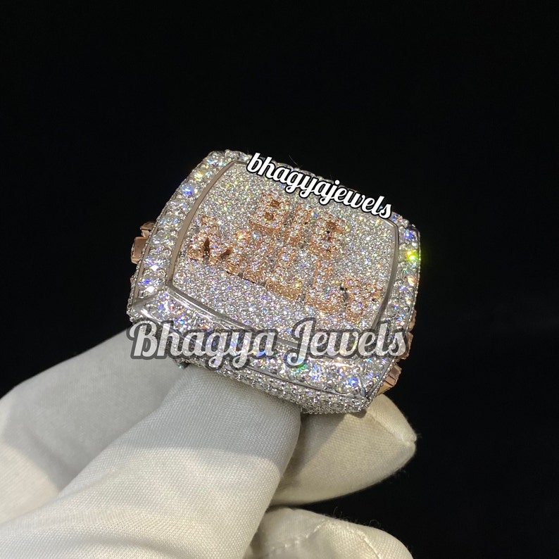 Custom VVS Diamond Champion Ring, Men's Iced Out Initial Letter Hip Hop ...