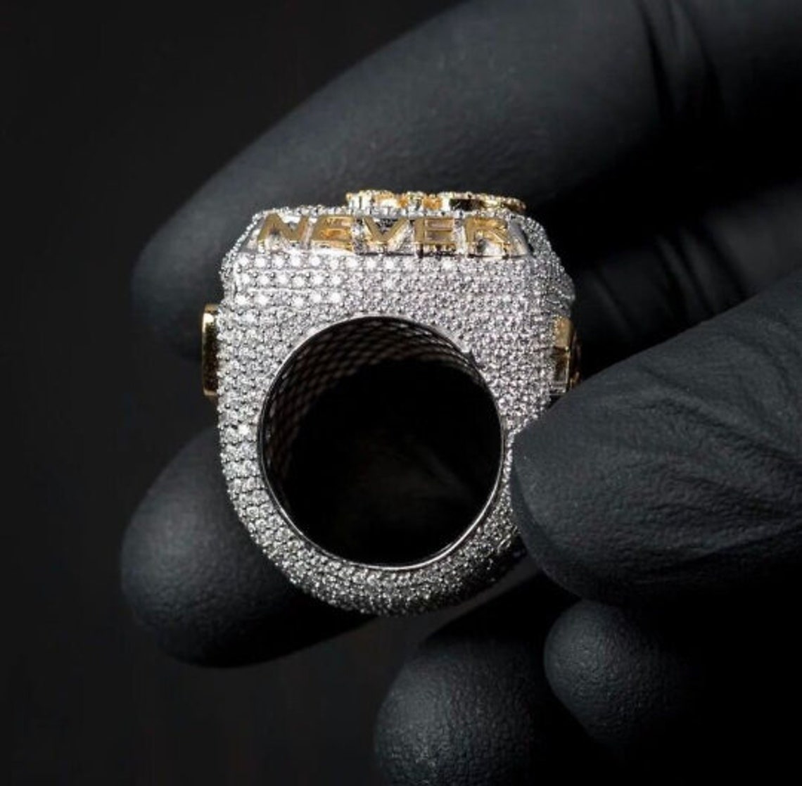 Mens Iced Out Champion Ring, VVS Moissanite Diamond Custom Made Ring ...