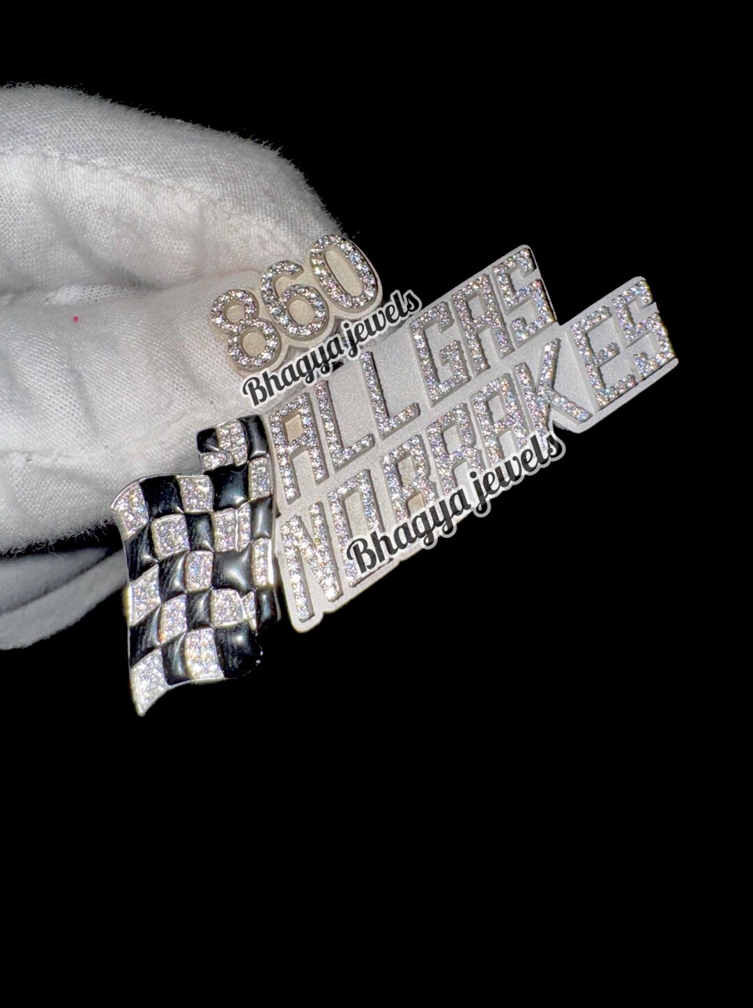 VVS Moissanite Diamond Hip Hop Letter Name Custom Number Bail Pendant ...