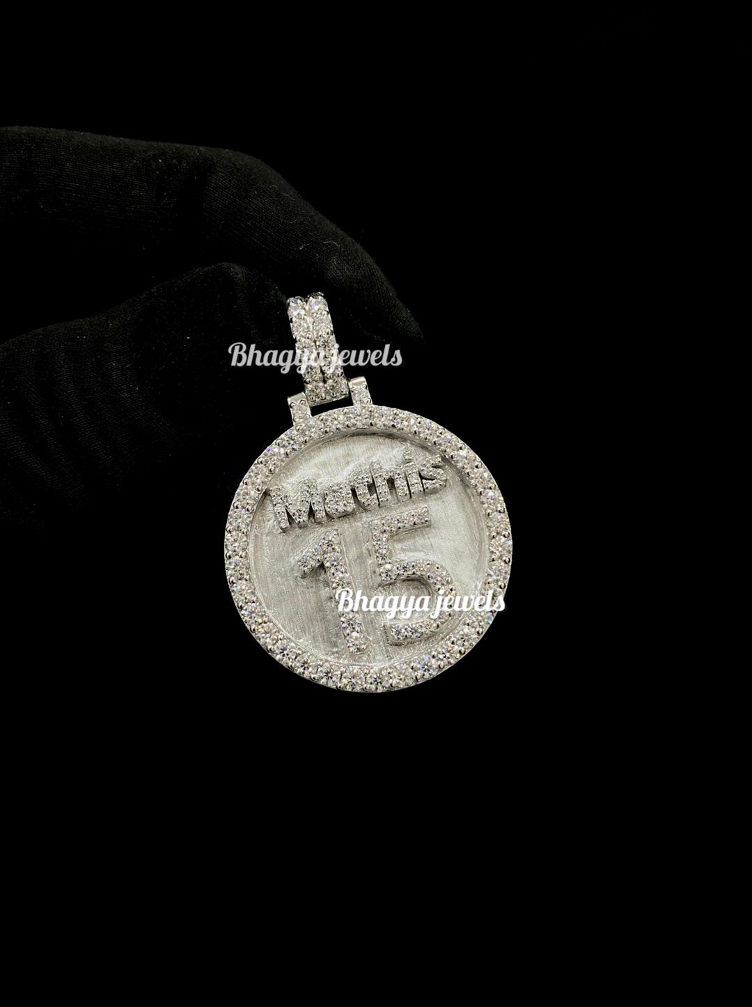 Custom Name Logo Number Iced Out VVS Moissanite Diamond Pendant, Unisex ...