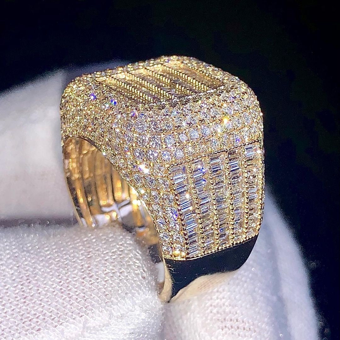 14K Yellow Gold Custom Champion Rings for Men Jewelry Customized Iced ...