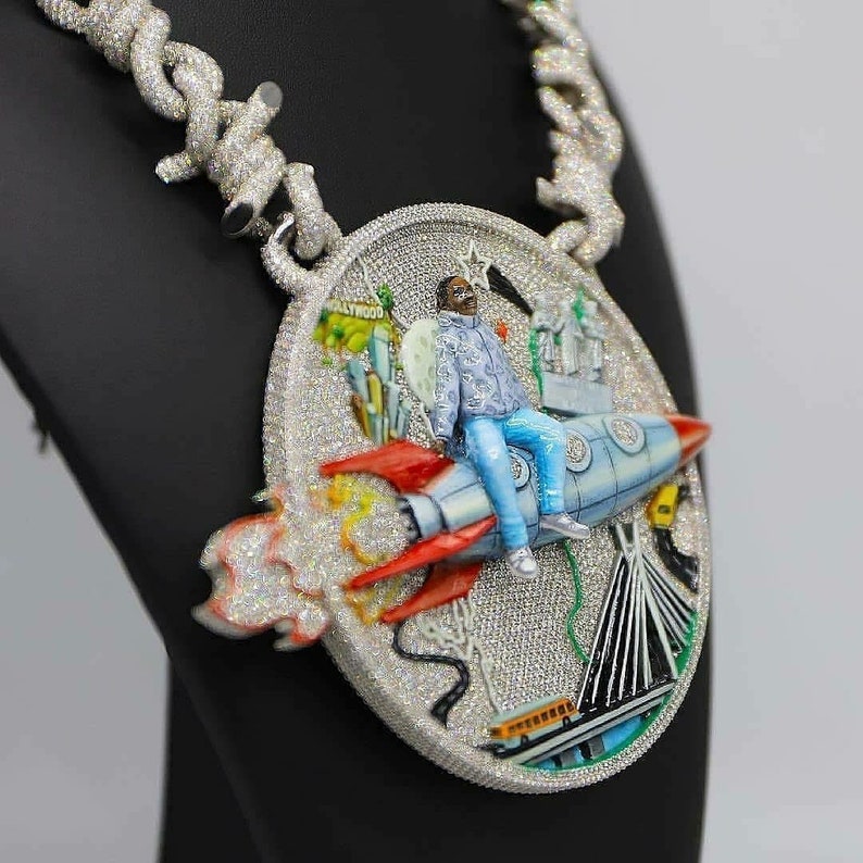 Men's Iced Out Pendant, VVS Moissanite Pendant, Custom Hip Hop Charm ...