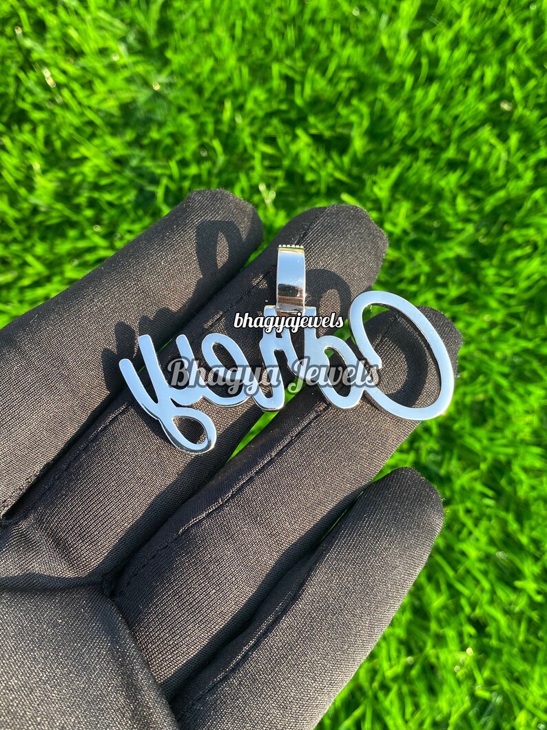 925 Sterling Silver Cursive Letter Pendant Moissanite Custom - Etsy