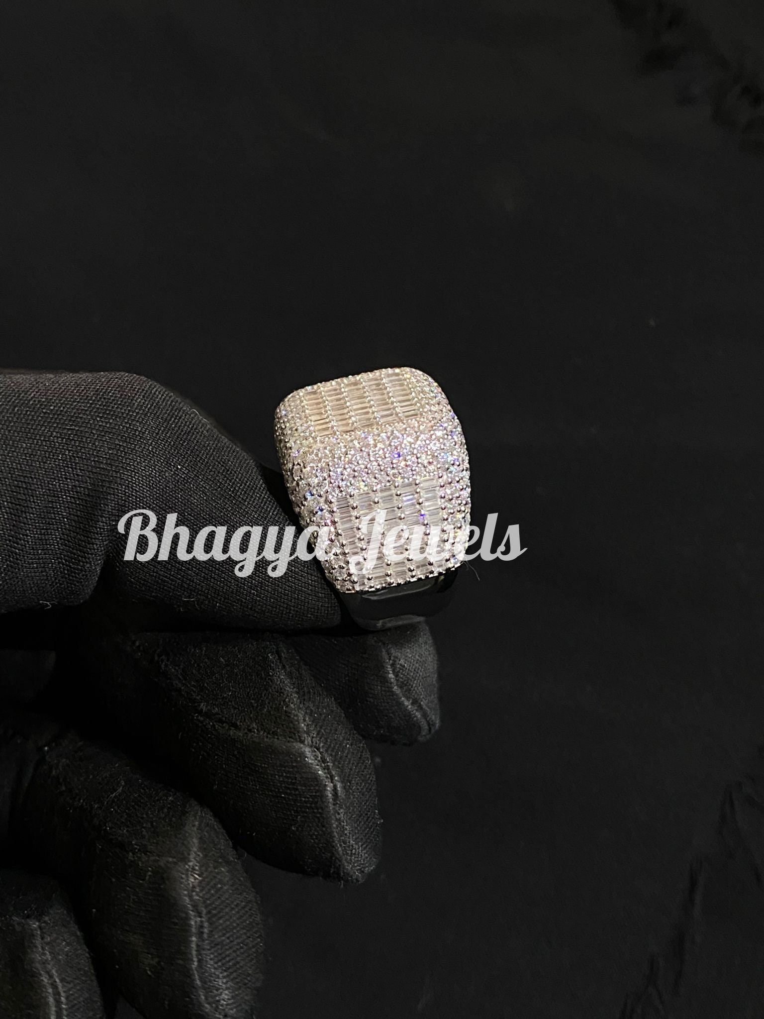 Men's Iced Out VVS Champions Ring, Baguette Moissanite VVS Ring, 925 ...