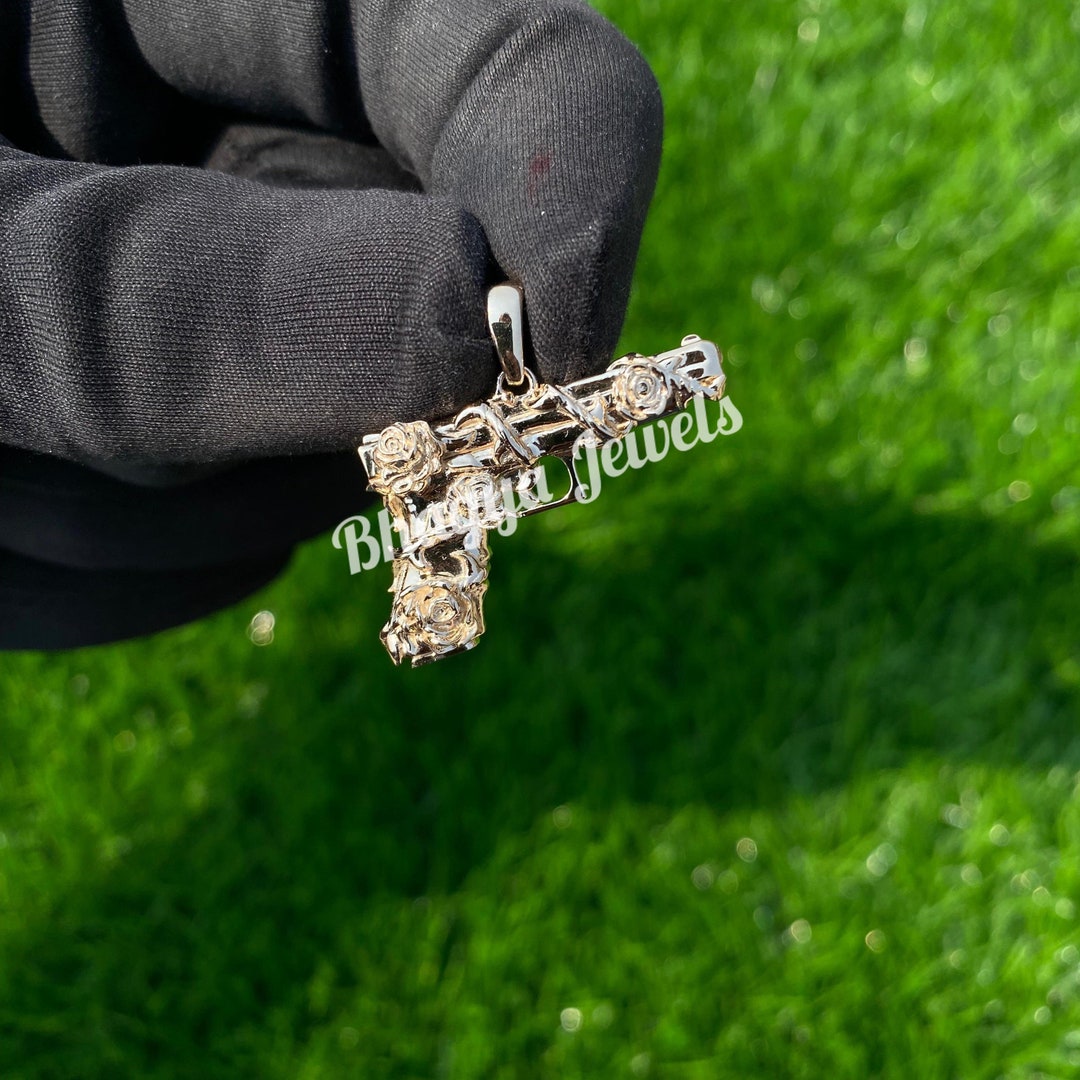 Gun Pendant 10K Solid Gold Pendant, Gun Pendant for Men, Everyday Gold ...