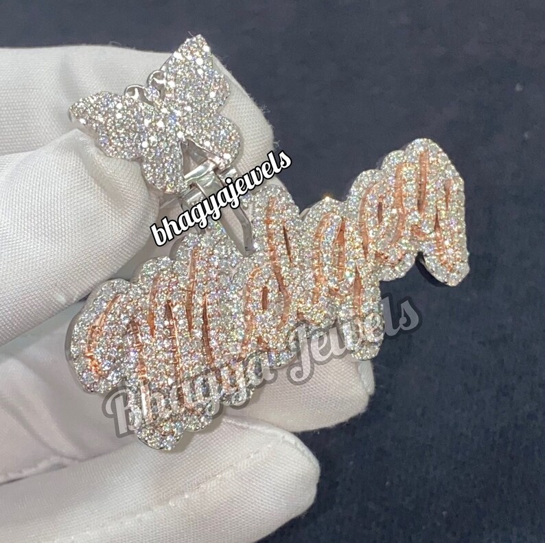Fully Iced Out Moissanite Dripping Letter Hip Hop Custom 3d Look Dual ...