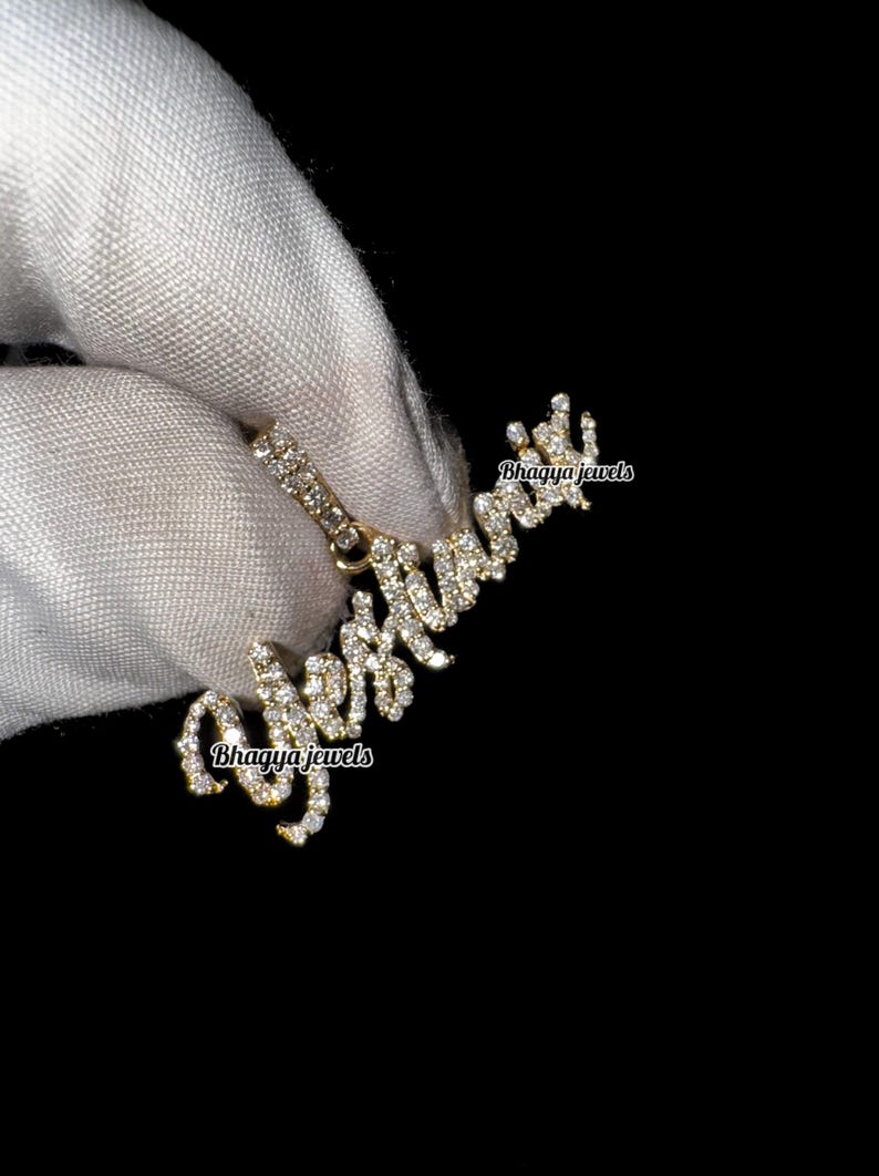 Custom Real Natural Diamond Pendant 14K Yellow Gold , Natural Diamond ...