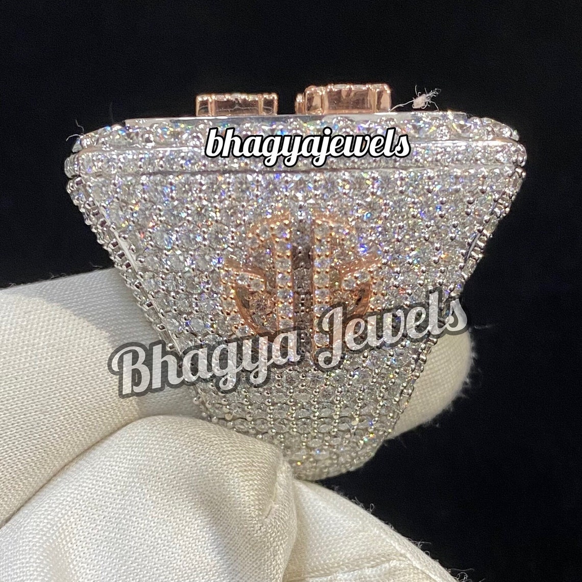Premium Custom VVS Diamond Champion Men Rings, Iced Out Initial Letter ...