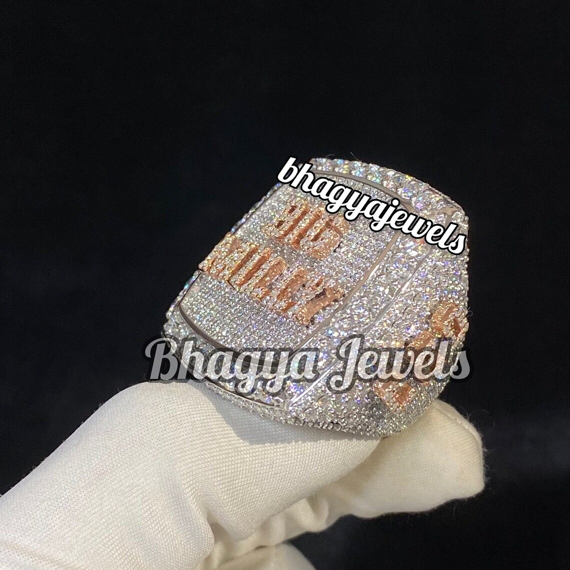 Premium Custom VVS Diamond Champion Men Rings, Iced Out Initial Letter ...