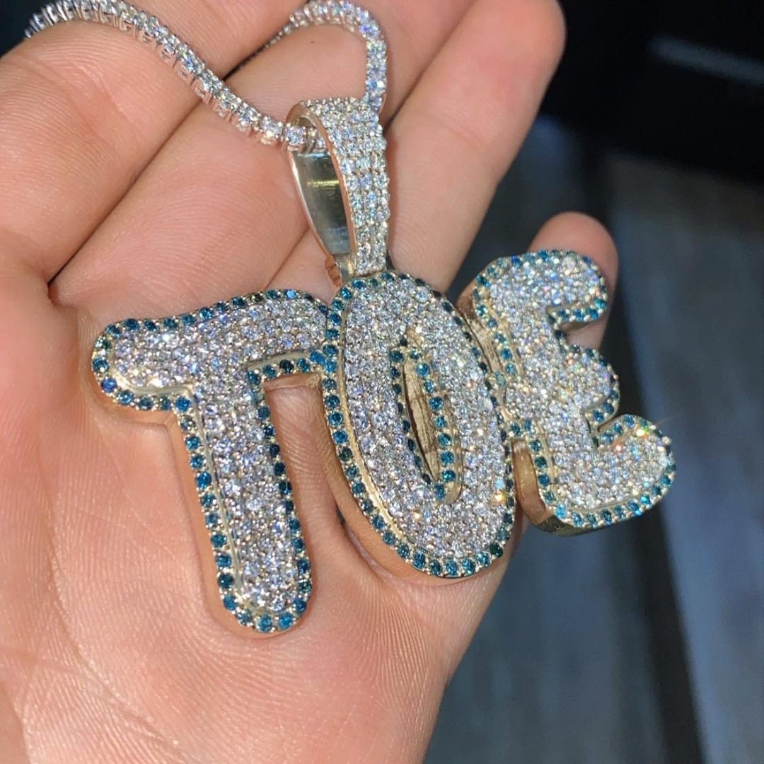 Hip Hop Iced Out Round Two Tone Moissanite Diamond Pendant Men and ...