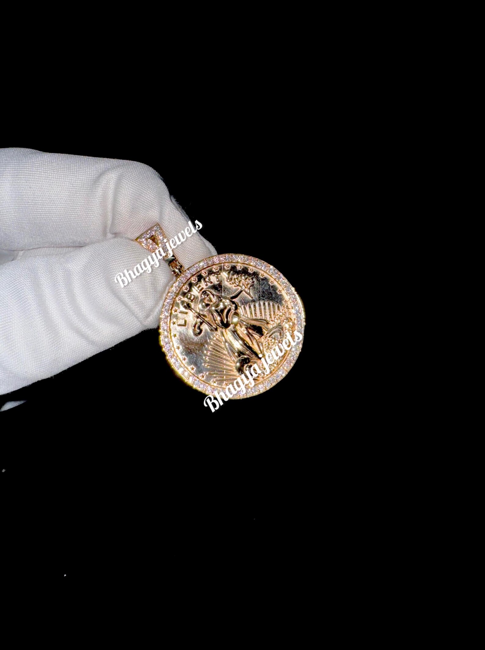Men's Ladies Diamond Pendant Round Shape Pendant for Men's 14K Solid ...