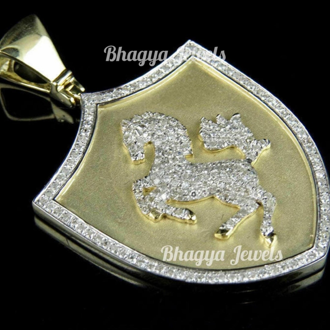 VVS Moissanite "ferrari Pendant" Gold Pendant, Horse Pendant 10K Gold ...