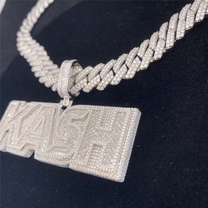 VVS Moissanite Custom Logo Pendant Iced Out Custom Name 925 Sterling ...