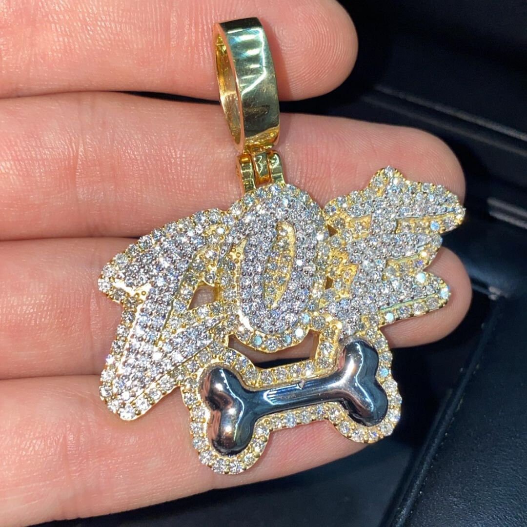 7.00 Ct. Round VVS Real Moissanite Unisex Iced Out Custom Letter ...