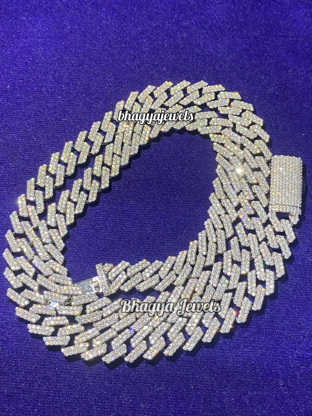 14mm VVS Diamond Cuban Iced Out Chain 925 Silver Moissanite Miami Cuban ...